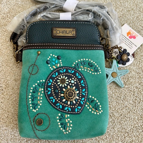 Chala | Bags | Chala Nwt Crossbody Bag Sea Turtle Designzipper Top 2 ...